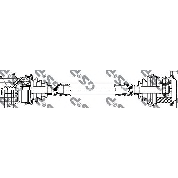 GSP 203012 (8D0407271AC / 8D0407271BE / 8D0407271DK) привод левый 498mm, abs\ Audi (Ауди) a4, VW Passat (Пассат) 1.6-1.8 / 1.9tdi
