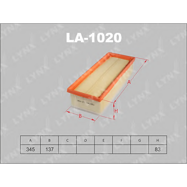 LYNXAUTO la-1020 (112381755 / 1K0129620E / 585028) фильтр воздушный Audi (Ауди) a3 1.6td-2.0d 03 / tt 1.8-2.0 06 VW Golf (Гольф)