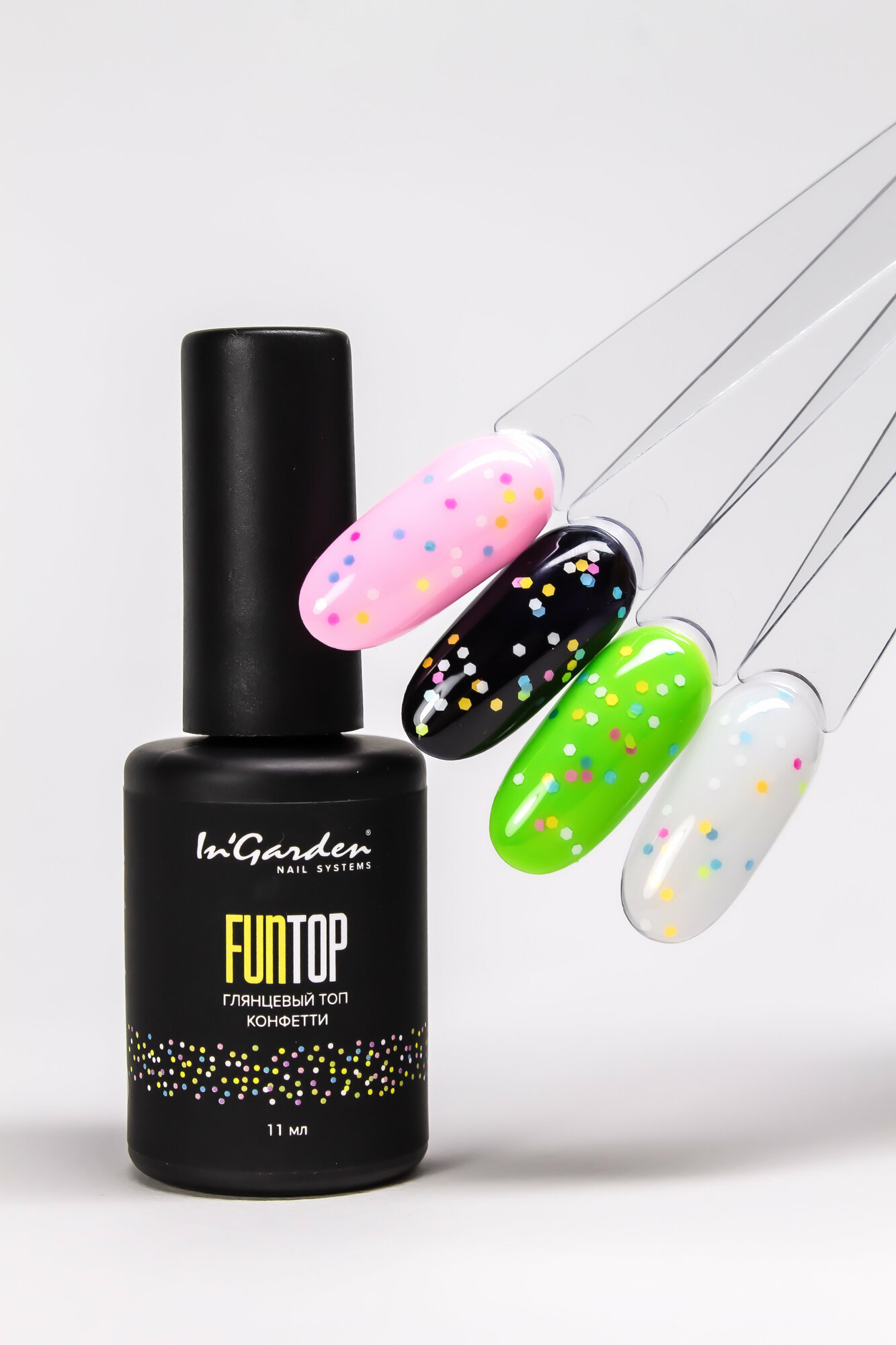 In'Garden Ингарден Топ для ногтей FUN без липкого слоя конфетти, 11 мл.