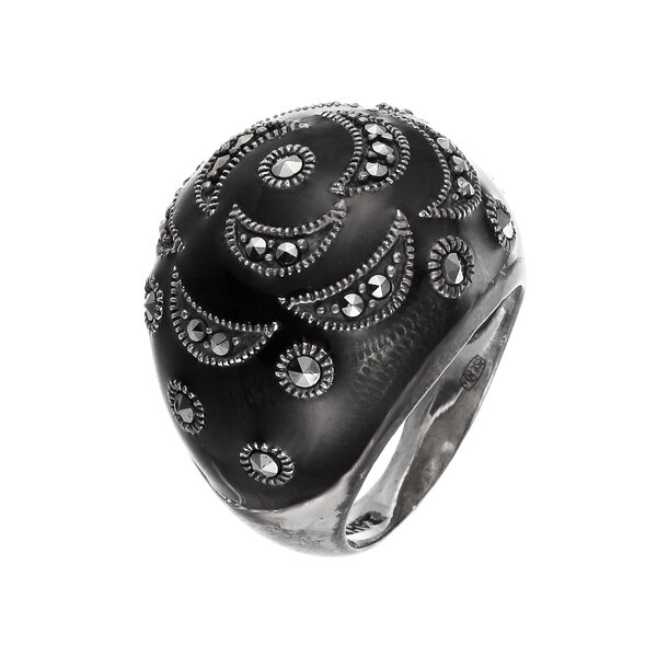 Кольцо, серебро, 925 проба, марказит