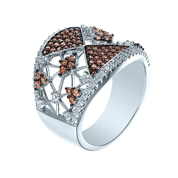 Кольцо, серебро, 925 проба, фианит