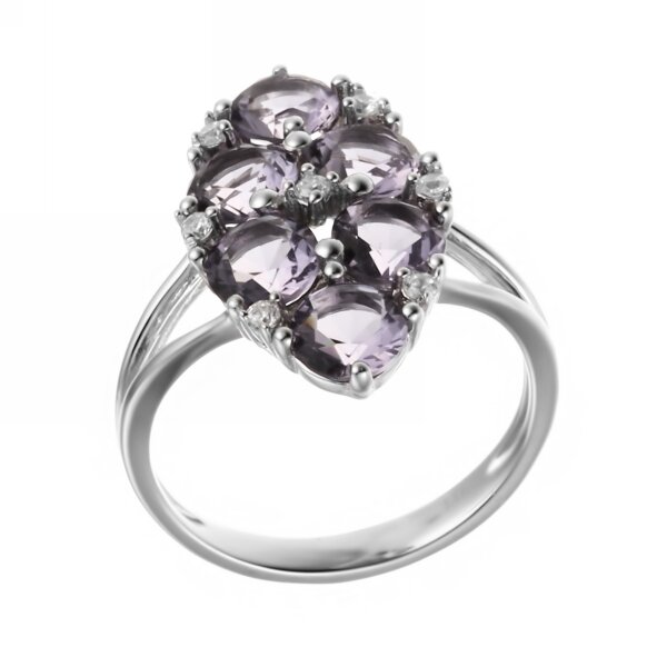 Перстень, серебро, 925 проба, родирование, циркон