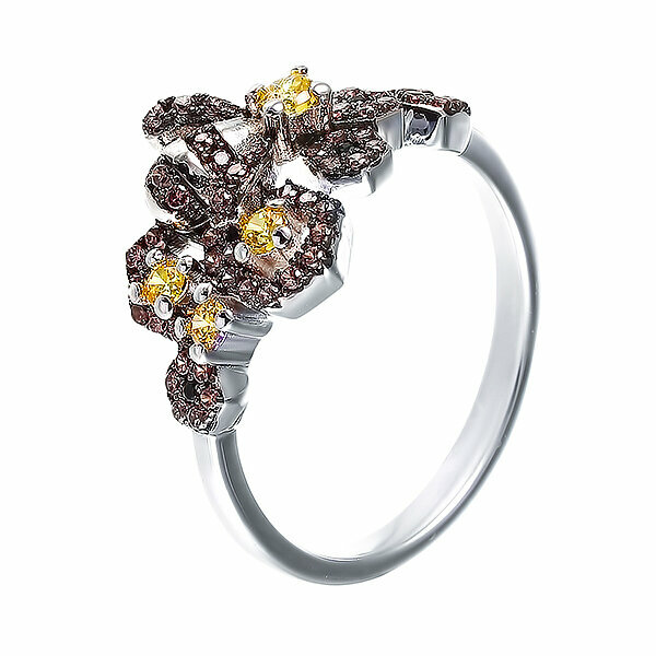 Кольцо, серебро, 925 проба, фианит