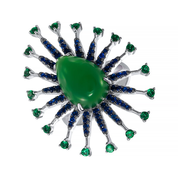 Кольцо, серебро, 925 проба, агат