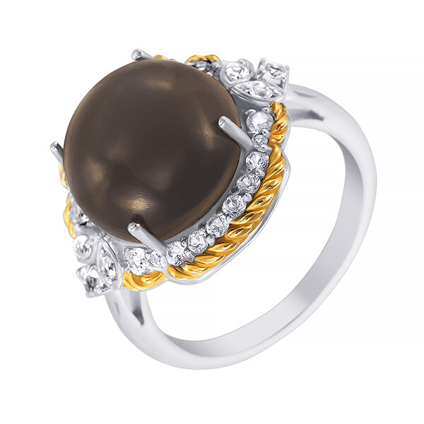 Кольцо, серебро, 925 проба, лунный камень, топаз