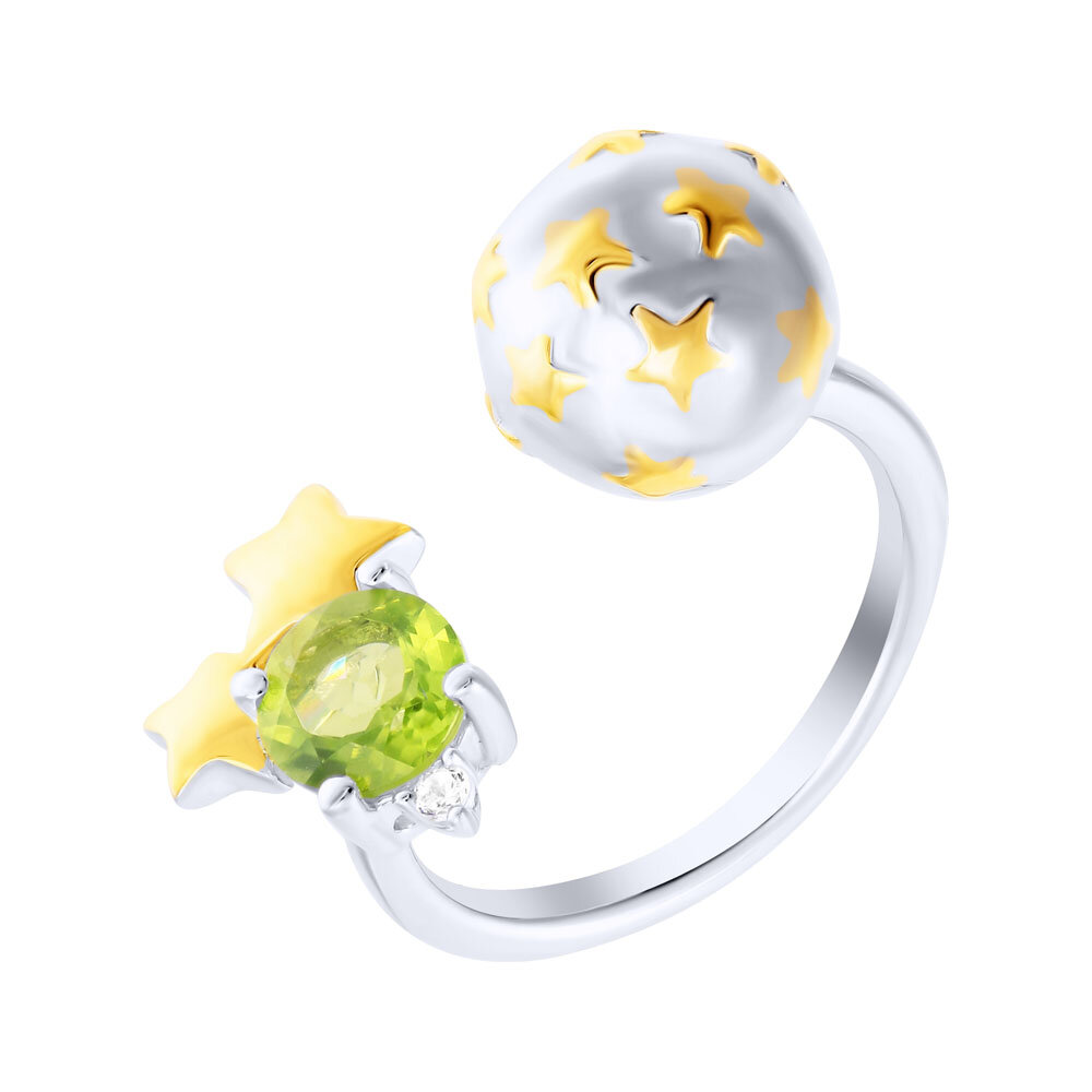 Кольцо, серебро, 925 проба, перидотит