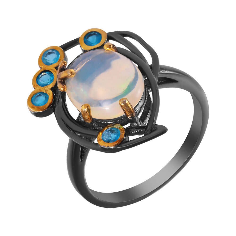 Кольцо, серебро, 925 проба, апатит, опал
