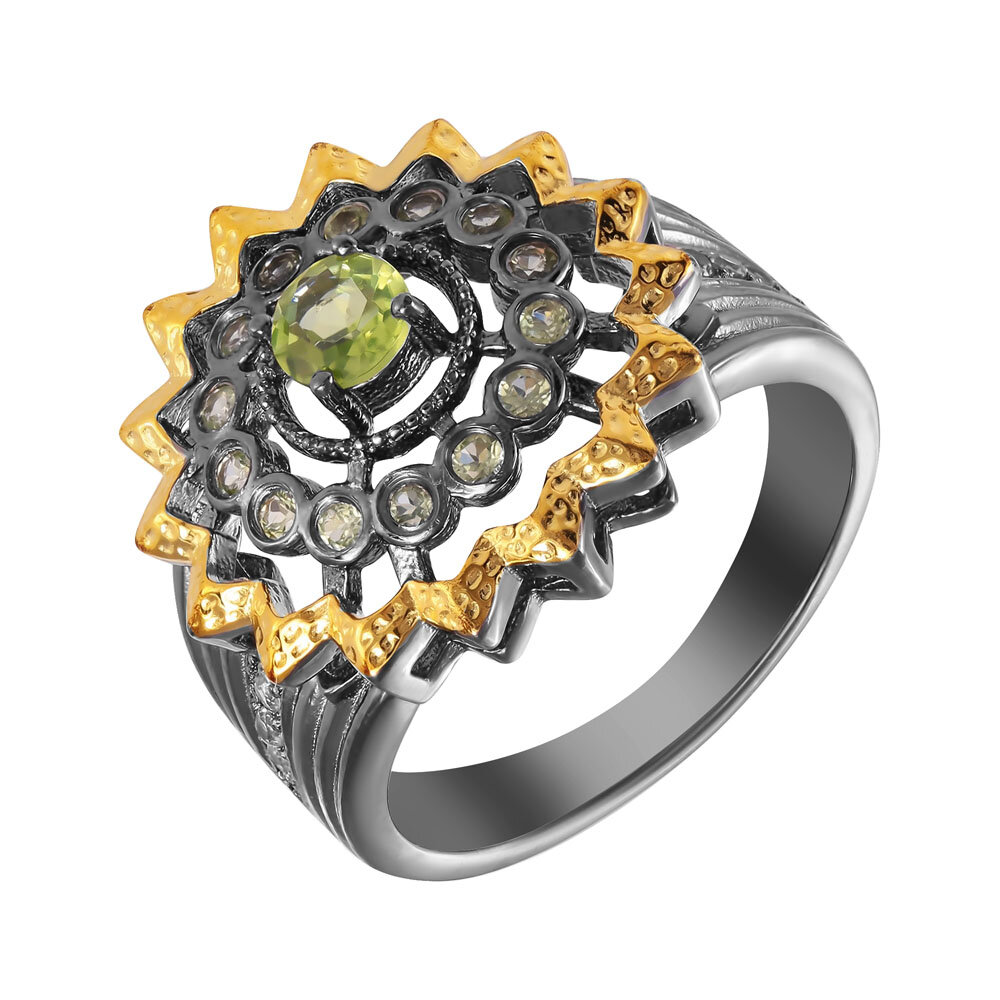 Кольцо, серебро, 925 проба, перидот