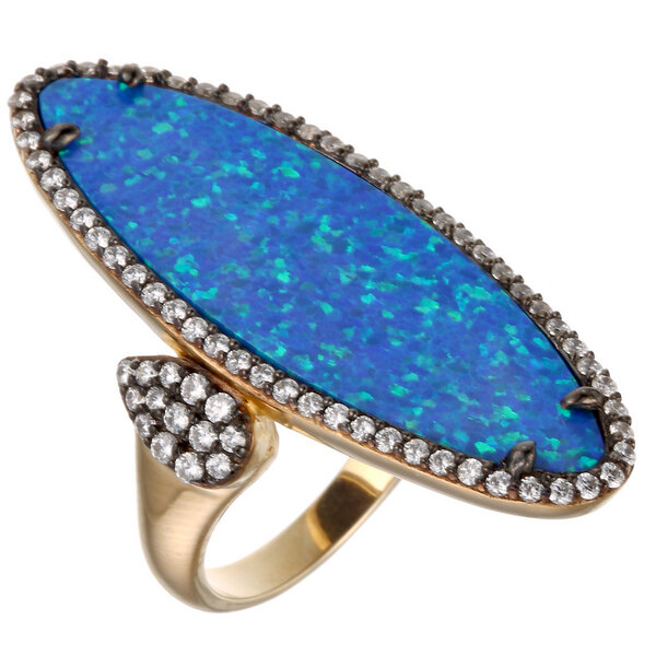 Кольцо, серебро, 925 проба, опал синтетический