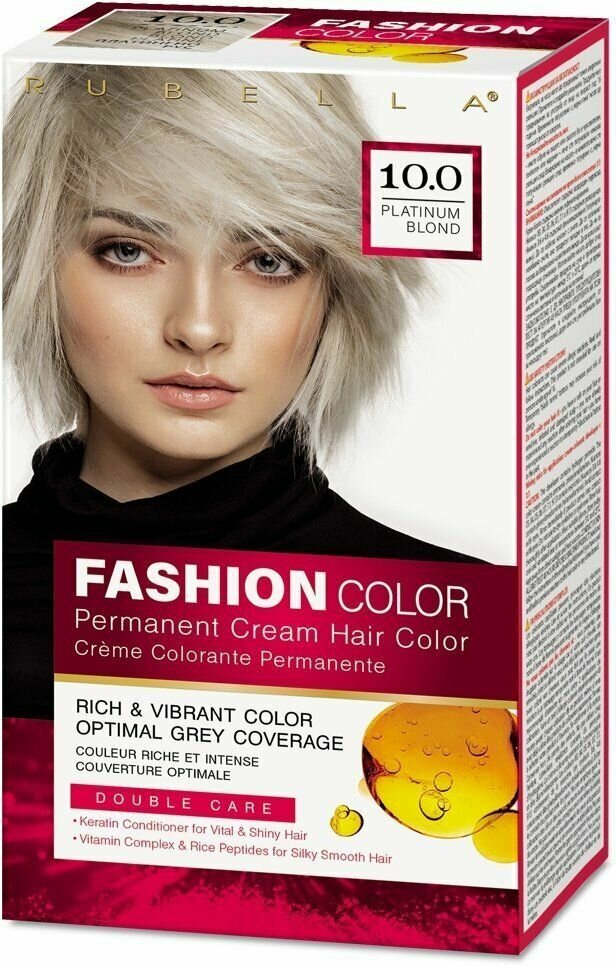 Rubella Стойкая крем-краска для волос Fashion Color 10.0 Платиновый блонд, 50 мл /