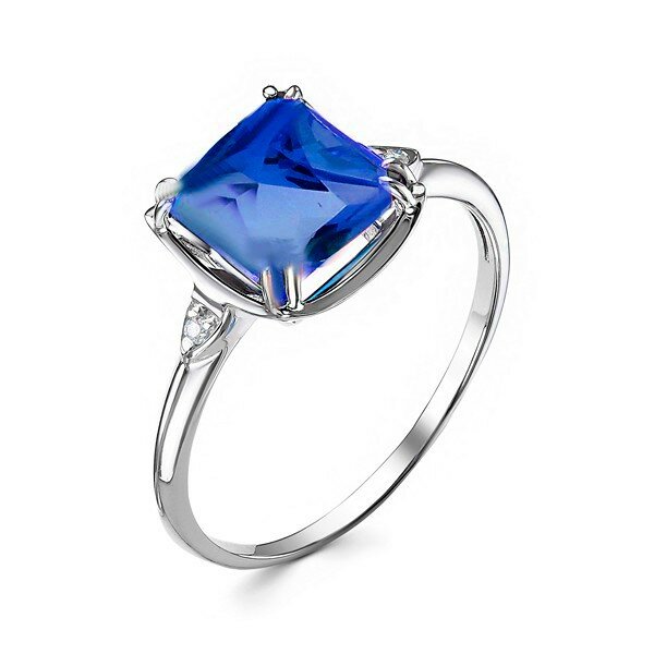 Кольцо, серебро, 925 проба, родирование, фианит, кристалл