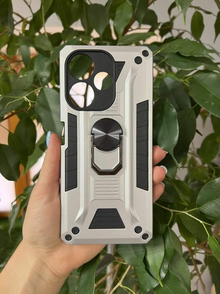 Чехол противоударный для Infinix Hot 30i / Инфиникс Хот 30i military (Серебристый)