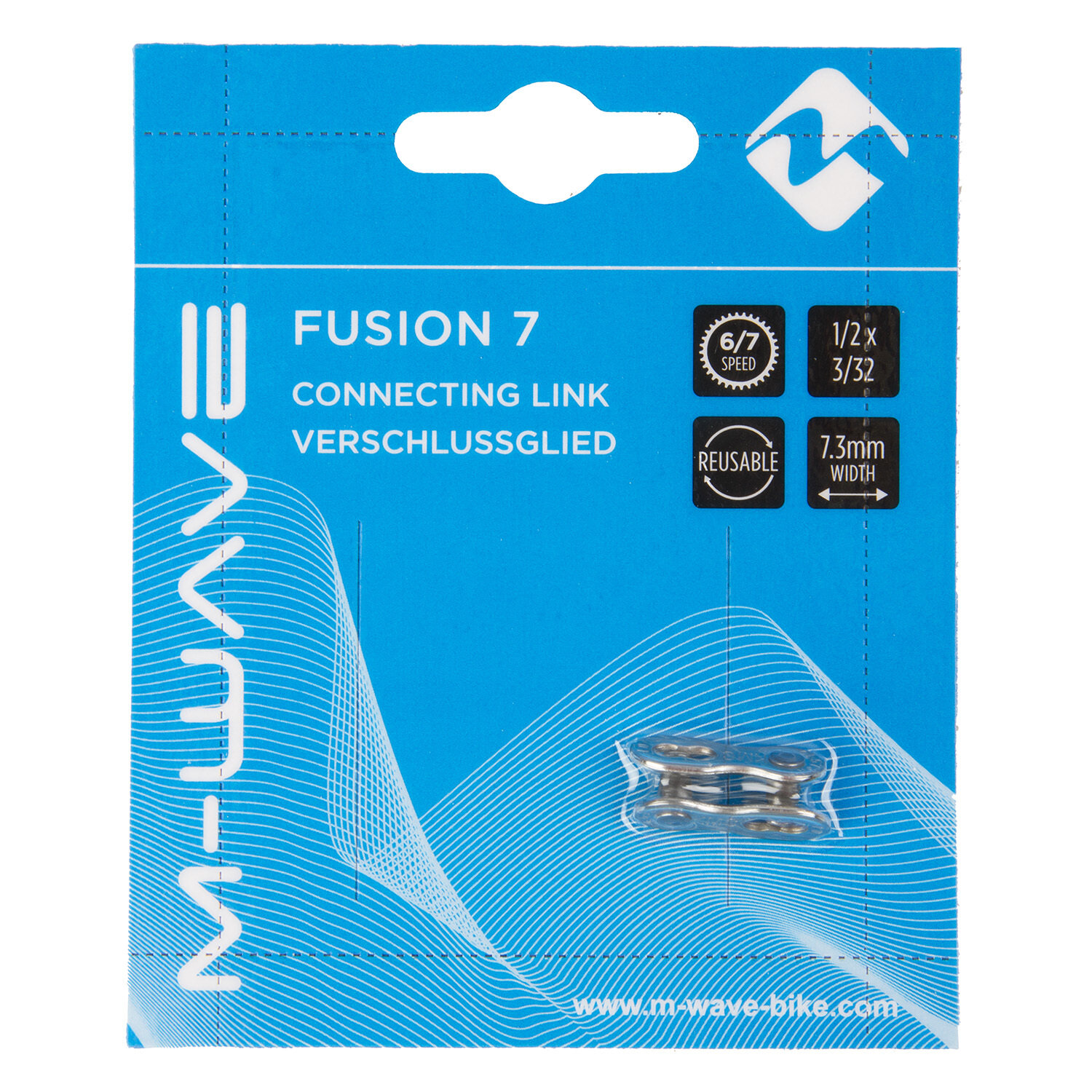 Замок велосипедной цепи M-WAVE 1/2"х3/32" 7.3мм многоразовый на 5-8 скоростей FUSION, 1 штука