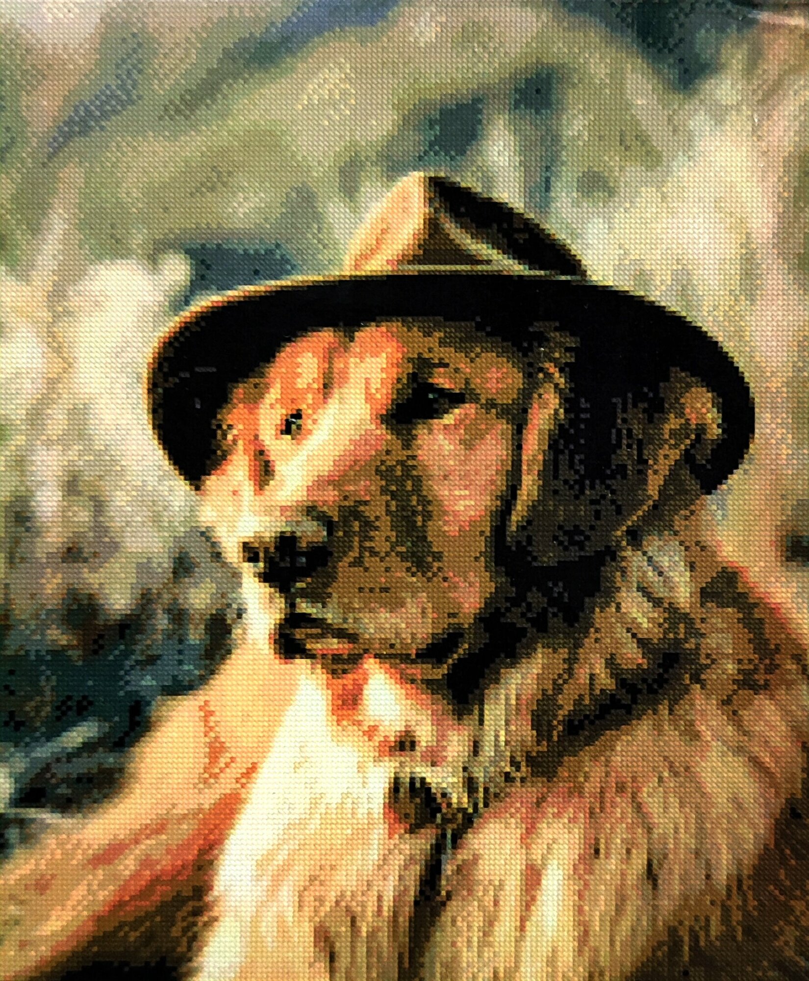 Алмазная мозаика квадратные стразы 40*50 щенки золотистый ретривер, собака, чёрно-белая, поп-арт, абстракция, животные,