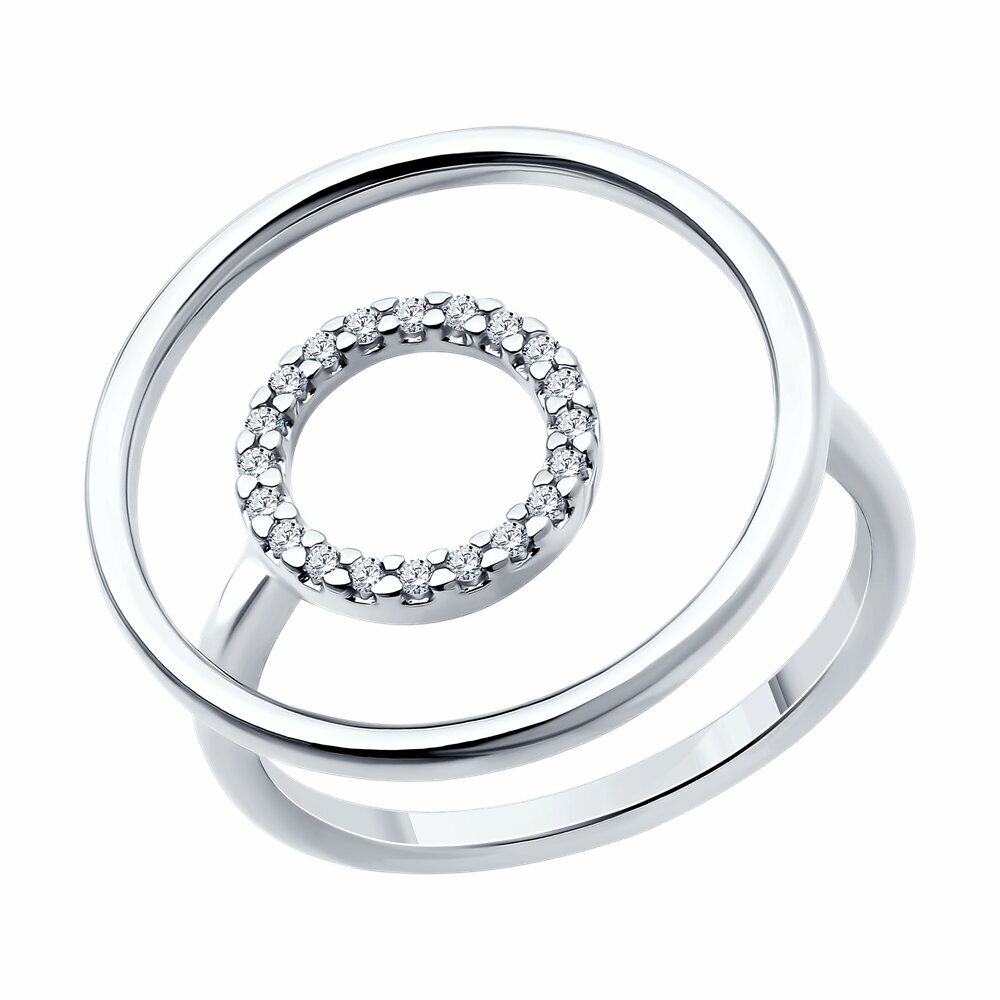 Кольцо, серебро, 925 проба, родирование, фианит