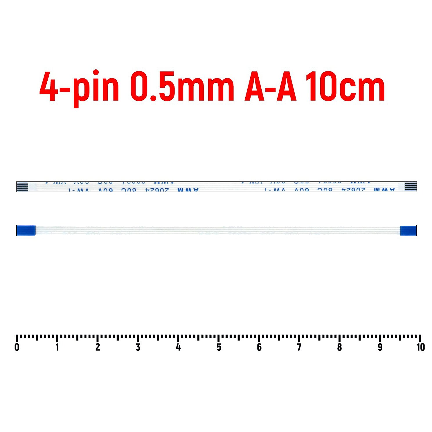 Шлейф FFC 4-pin Шаг 0.5mm Длина 10cm Прямой A-A