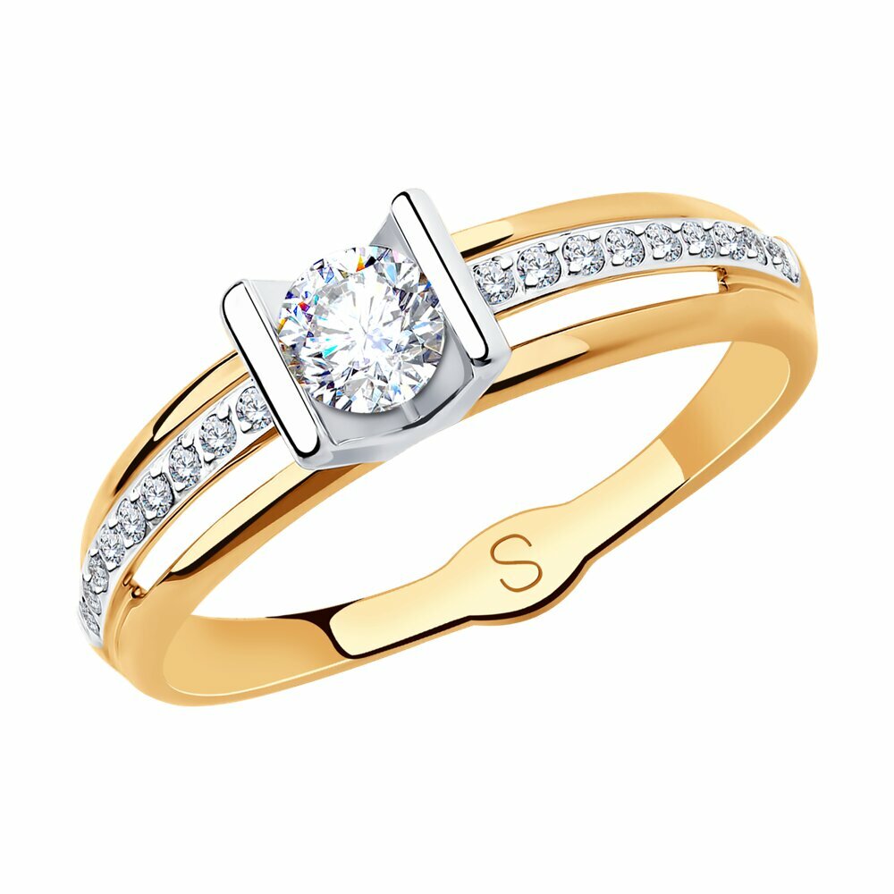 Кольцо, красное золото, 375 проба, фианит