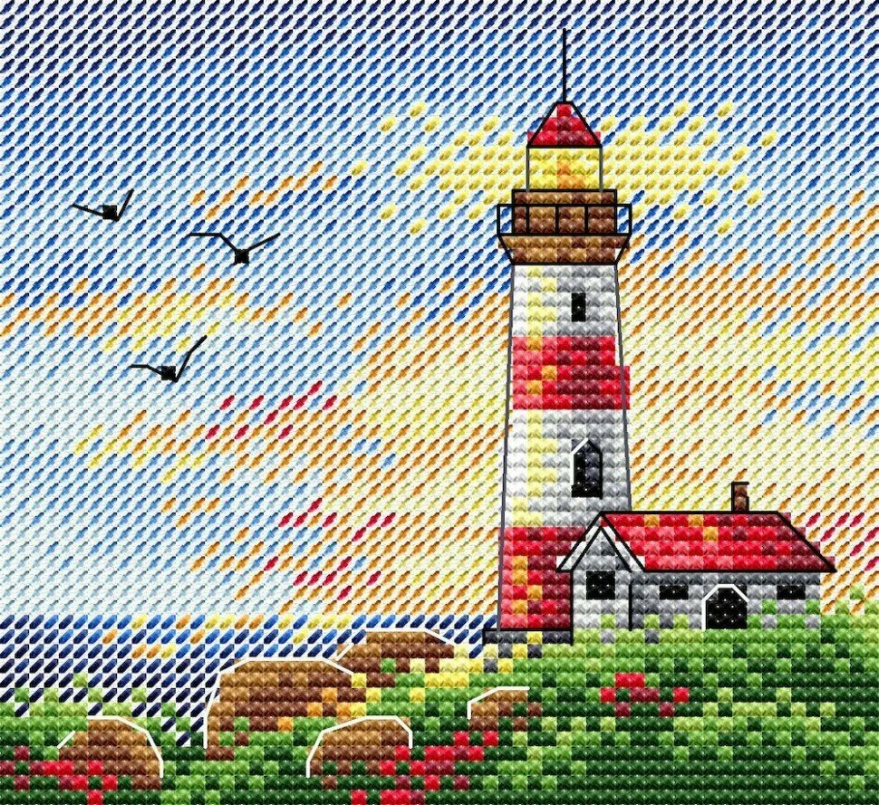 Набор для вышивания Жар-Птица #М-626 На закате, Счетный крест, 10 x 11 см