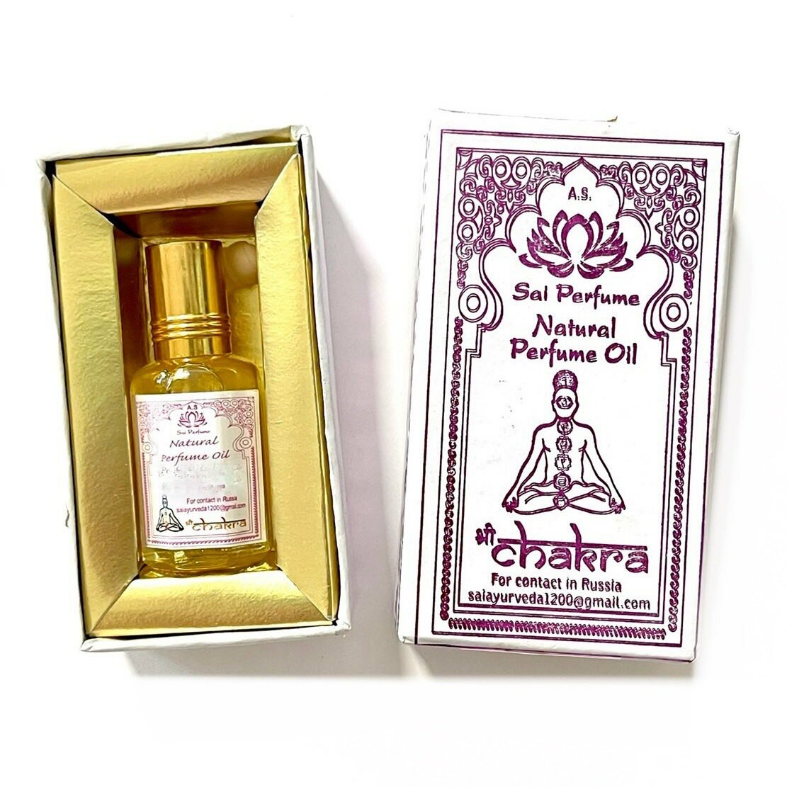 Sai Perfume Natural Oil APHRODISIA, Shri Chakra (Натуральное парфюмерное масло афродезия, Шри Чакра), коробка, 8 мл.