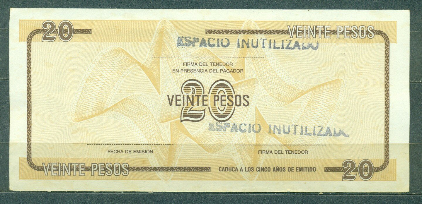 Купюра (бона) Куба 1958г. "VEINTE PESO - сертификат D" XF