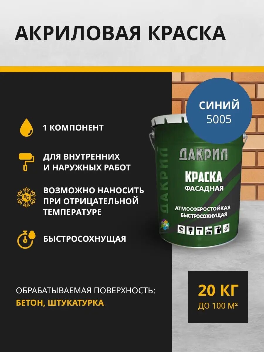 Дакрил Краска фасадная 18 кг, синяя