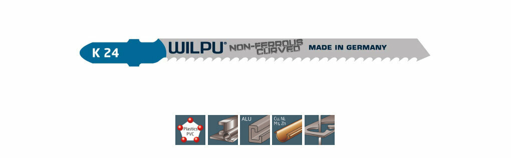 Пилка для лобзика WILPU K 24 Арт.0278000005 Тип - T для цветных металлов, алюминия 3-15мм, стали 3-30мм уп.5 шт