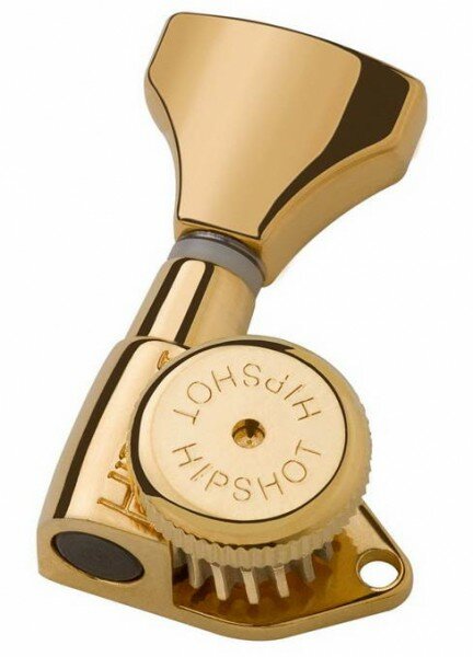 Колки 6 в линию локовые HIPSHOT GRIP-LOCK OPEN 6GL0G, золото