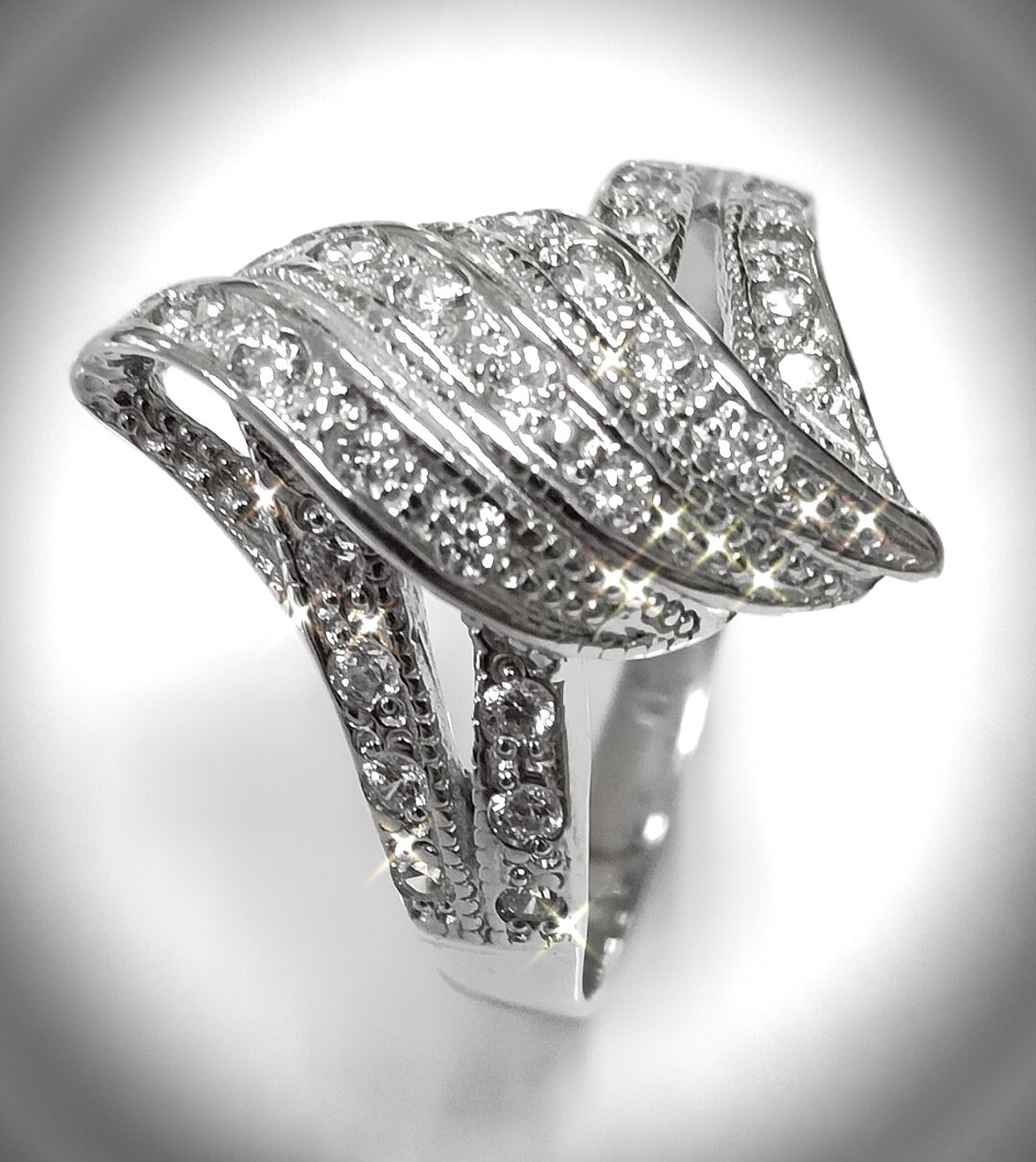 Перстень, серебро, 925 проба, родирование, фианит