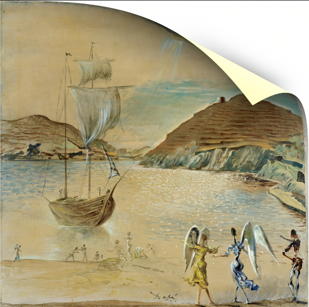 "Вид порта Лигат с двум ангелами", Дали, Сальвадор, картина (репродукция) (30х30 см / без подрамника)