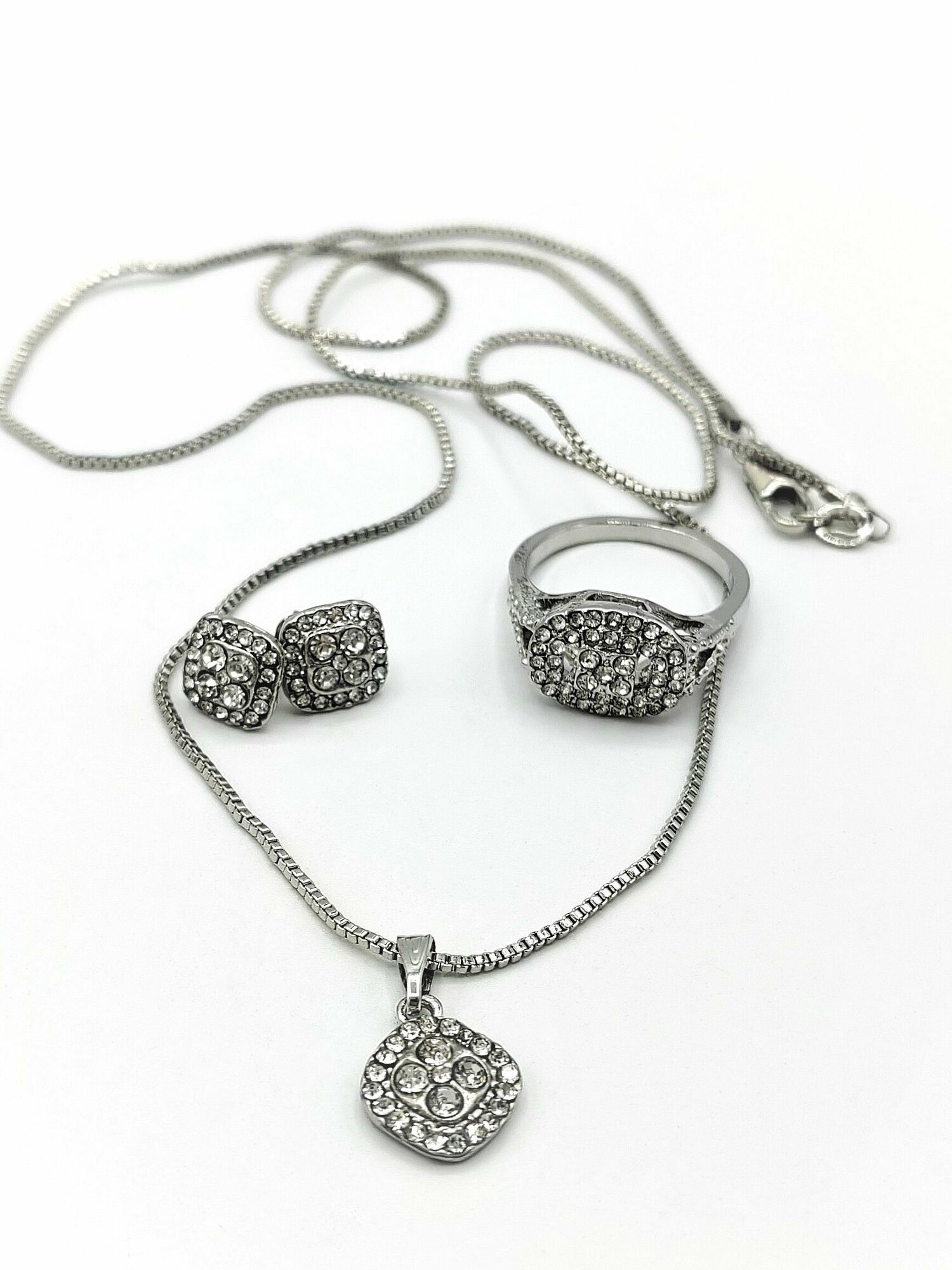 Комплект бижутерии, искусственный камень, кристалл