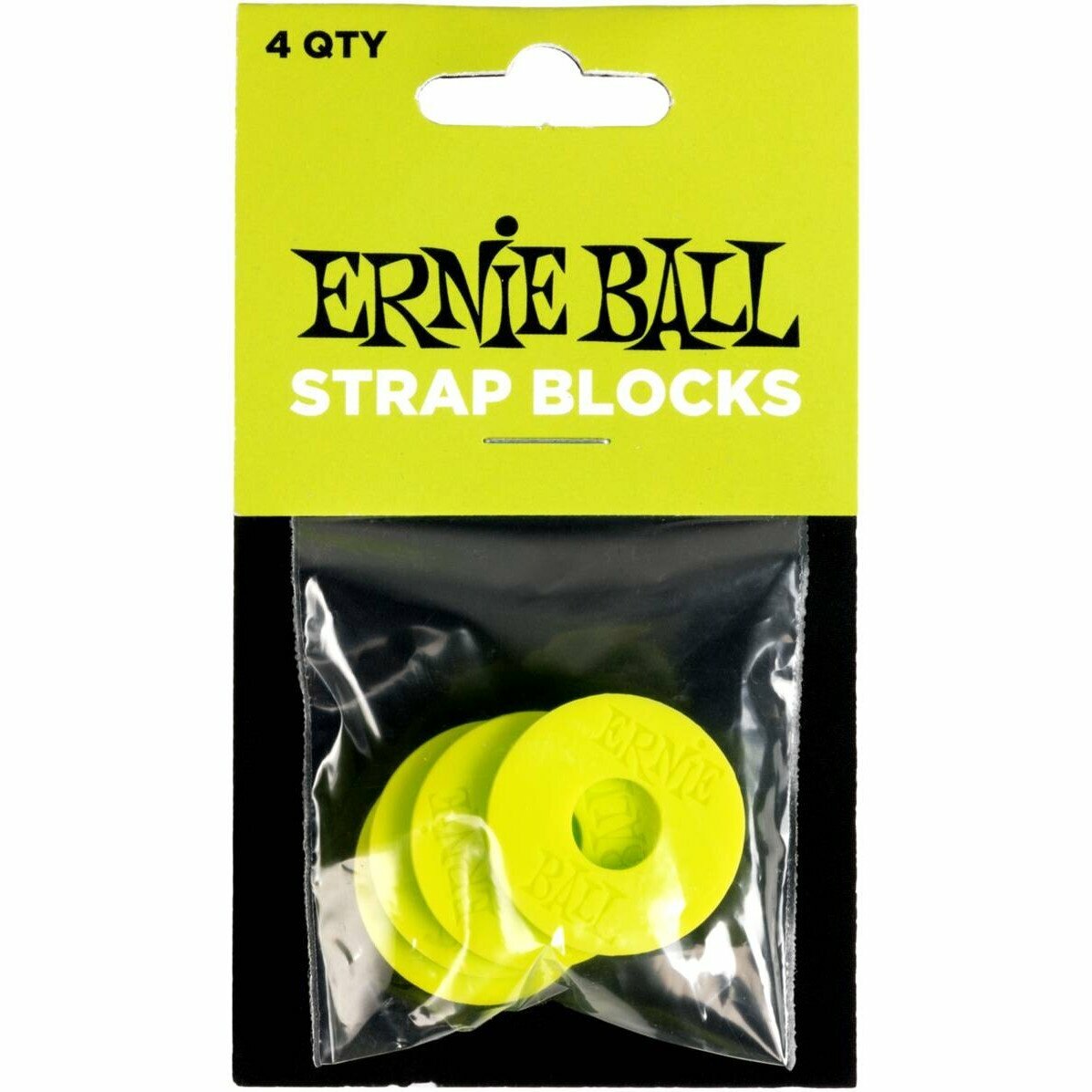 Резиновые стреплоки для гитары ERNIE BALL 5622, салатовый неон, 4 шт