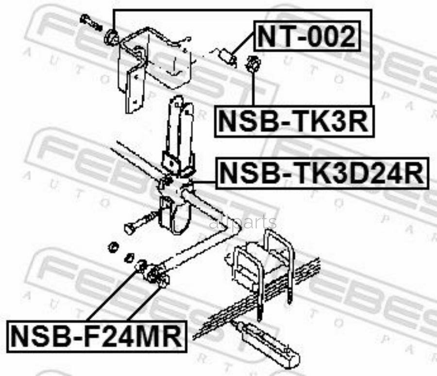 FEBEST NSBTK3D24R втулка стабилизатора заднего! d24.3\ Nissan Cabstar 06>