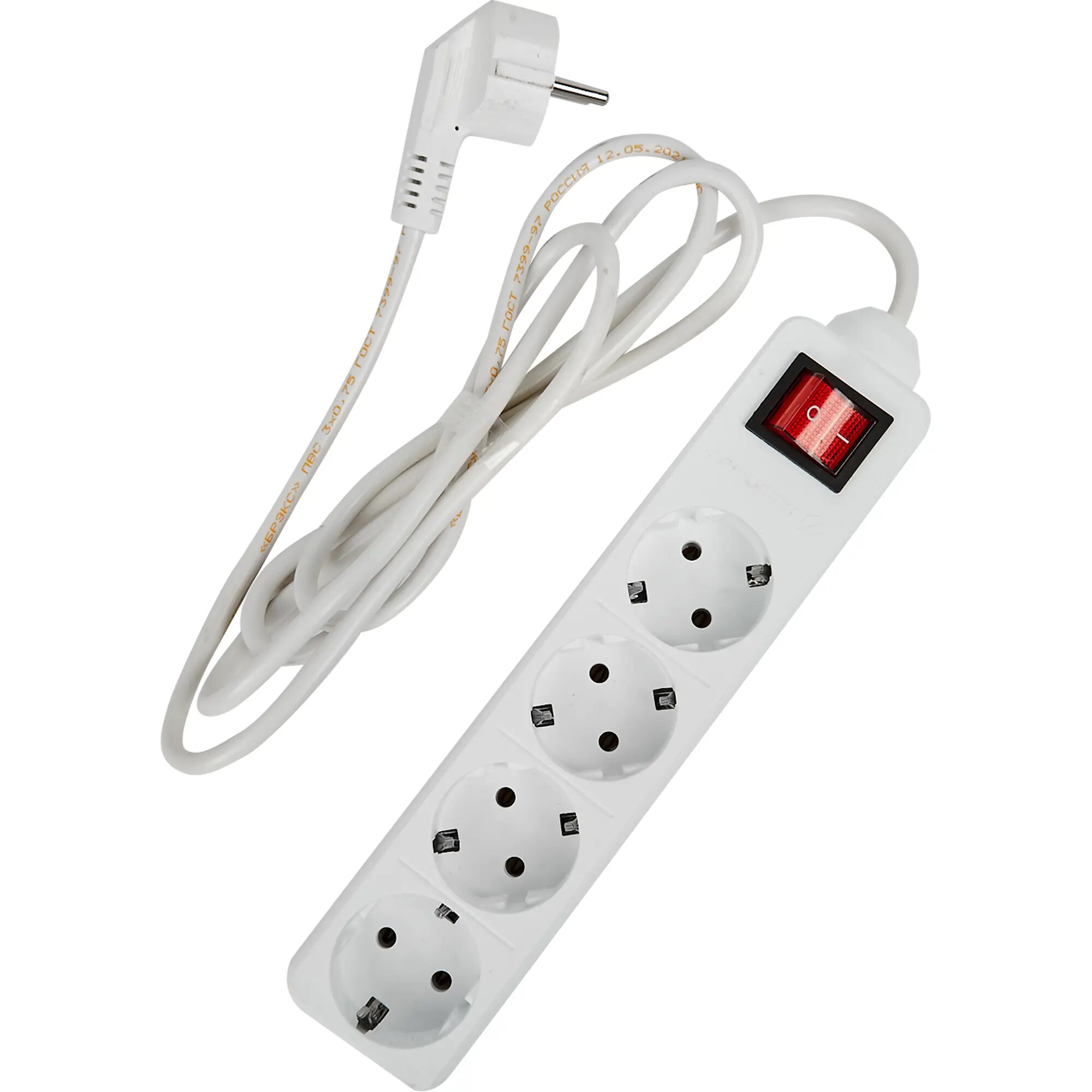 Удлинитель бытовой Защита Про 4 розетки с заземлением 3x0.75 мм 1.8 м 2200 Вт цвет белый