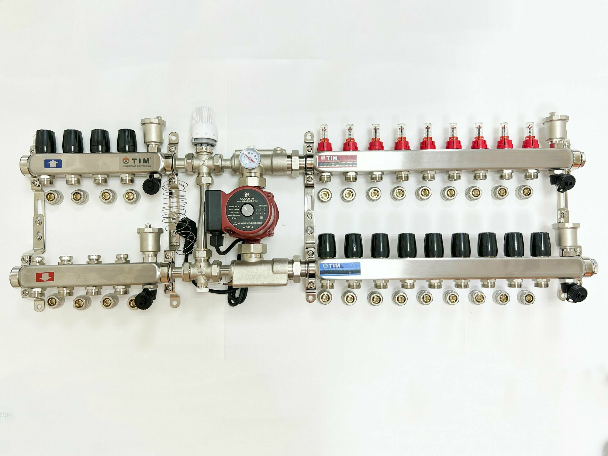 Комплект для подключения тёплого водяного пола на 9 выходов и радиаторов отопления 4 шт