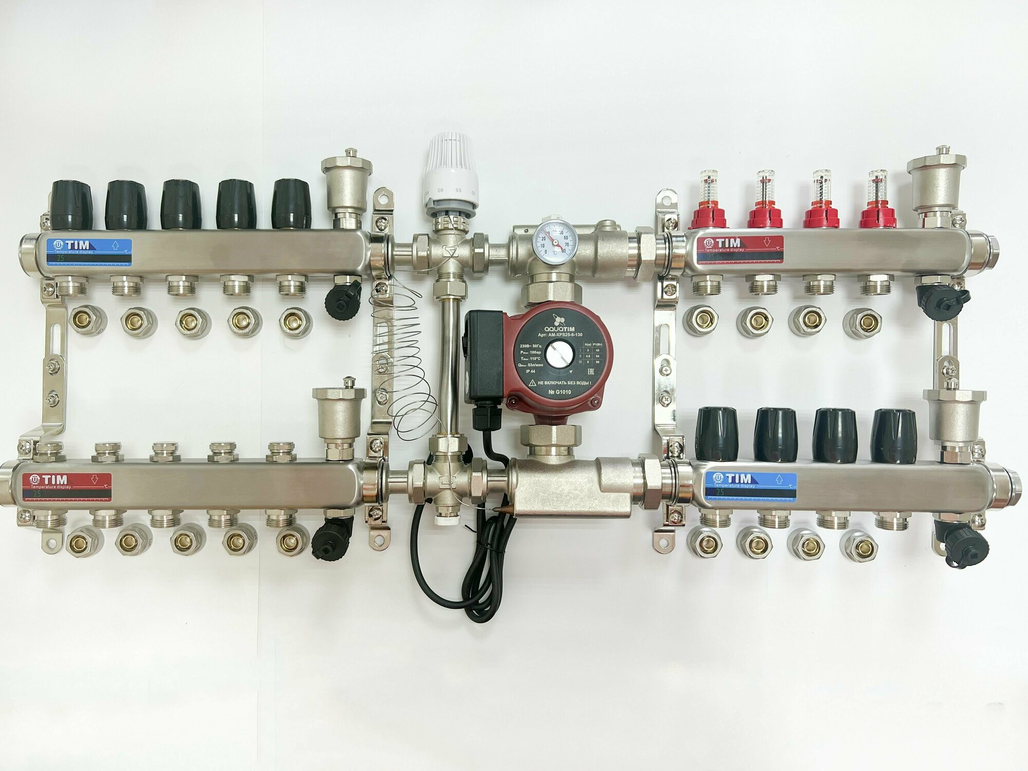 Комплект для подключения тёплого водяного пола на 4 выхода и радиаторов отопления 5 шт