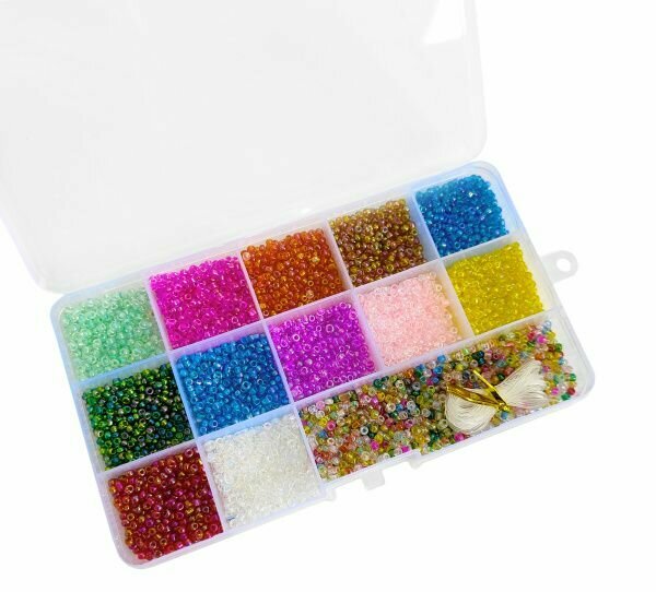 Набор для бисероплетения и рукоделия на 13 ячеек + нить-резинка, оттенки-хамелеон. (168ммХ95мм)