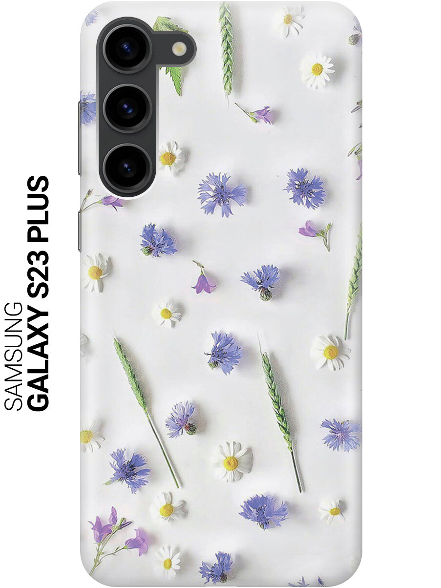 Силиконовый чехол на Samsung Galaxy S23+ / Самсунг С23 Плюс с рисунком "Ромашки и колоски"
