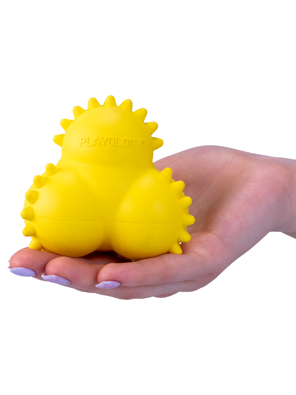 Playology дентальный хрустящий жевательный тройной мяч для щенков SQUEAKY BOUNCE BALL с ароматом курицы, желтый