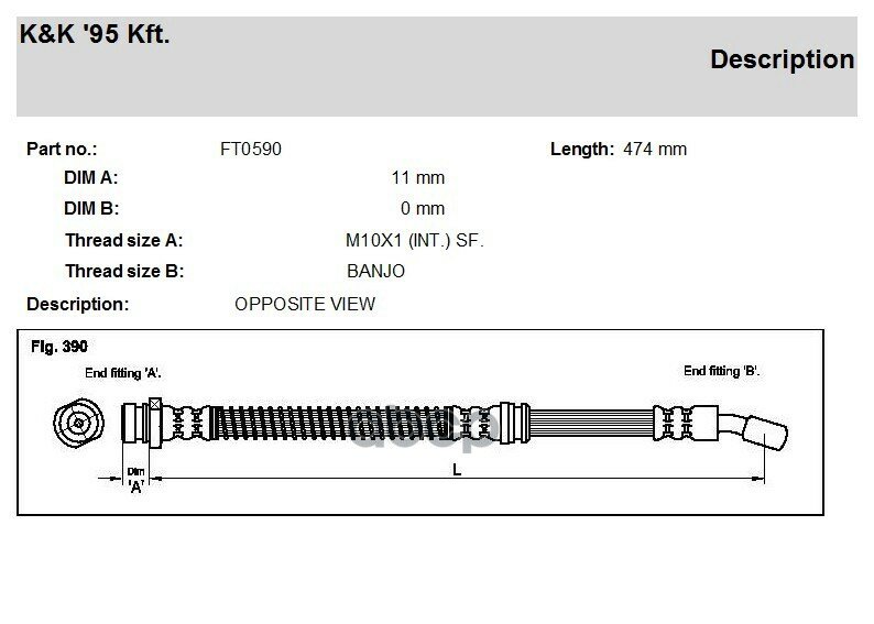 Шланг тормозной HYUNDAI Trajet (FO) 2.0 03.00- K&K арт. ft0590