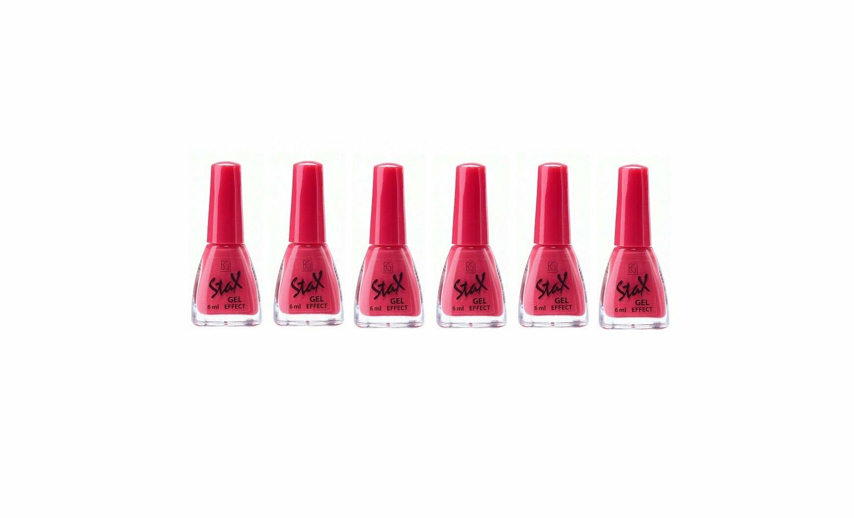 STAX Лак для ногтей "Гель эффект", №19 Кармин, 6 мл, 6 штук