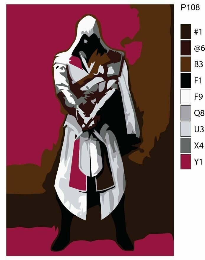 Детская картина по номерам P108 "Игра: Assassin's Creed (Ассасин крид). Эцио Аудиторе да Фиренце" 20x30