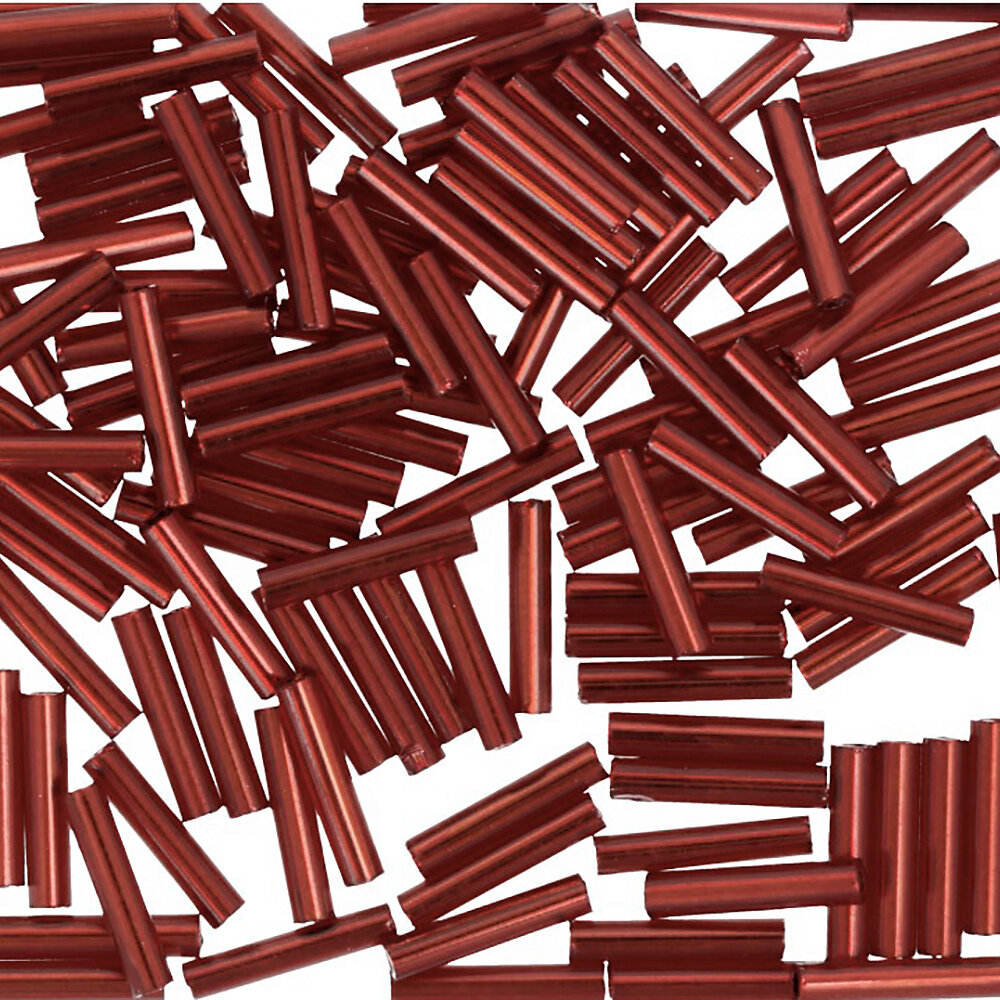 Бисер TOHO Bugle, размер 9мм, цвет #25D (Внутреннее серебрение, гранат), 10 грамм