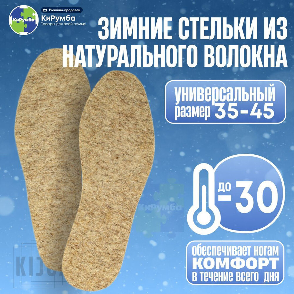Стельки для обуви, теплые, зимние, из натурального войлока, термостельки, металлизированные, универсальный размер 35-45