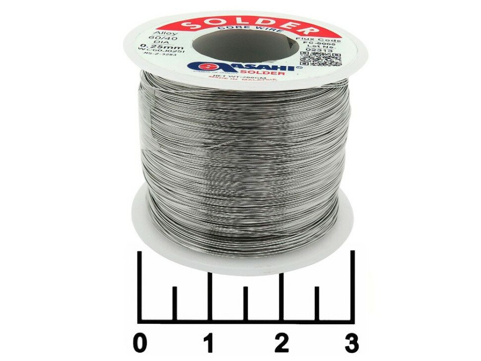 Припой 0.25мм 200гр олово(60%) свинец(40%) с флюсом FC-5005 Asahi на катушке