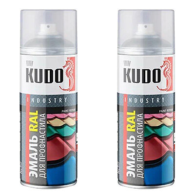 Эмаль аэрозольная для металлочерепицы Kudo серая полуматовая RAL 7004 520 мл (2 шт.)
