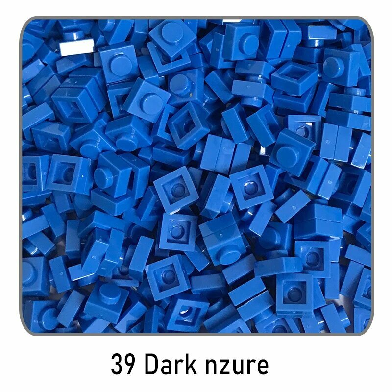 100 шт. пластиковые блоки JIAJIALE 1x1 Синий, 100pcs, Dark nzure-L39