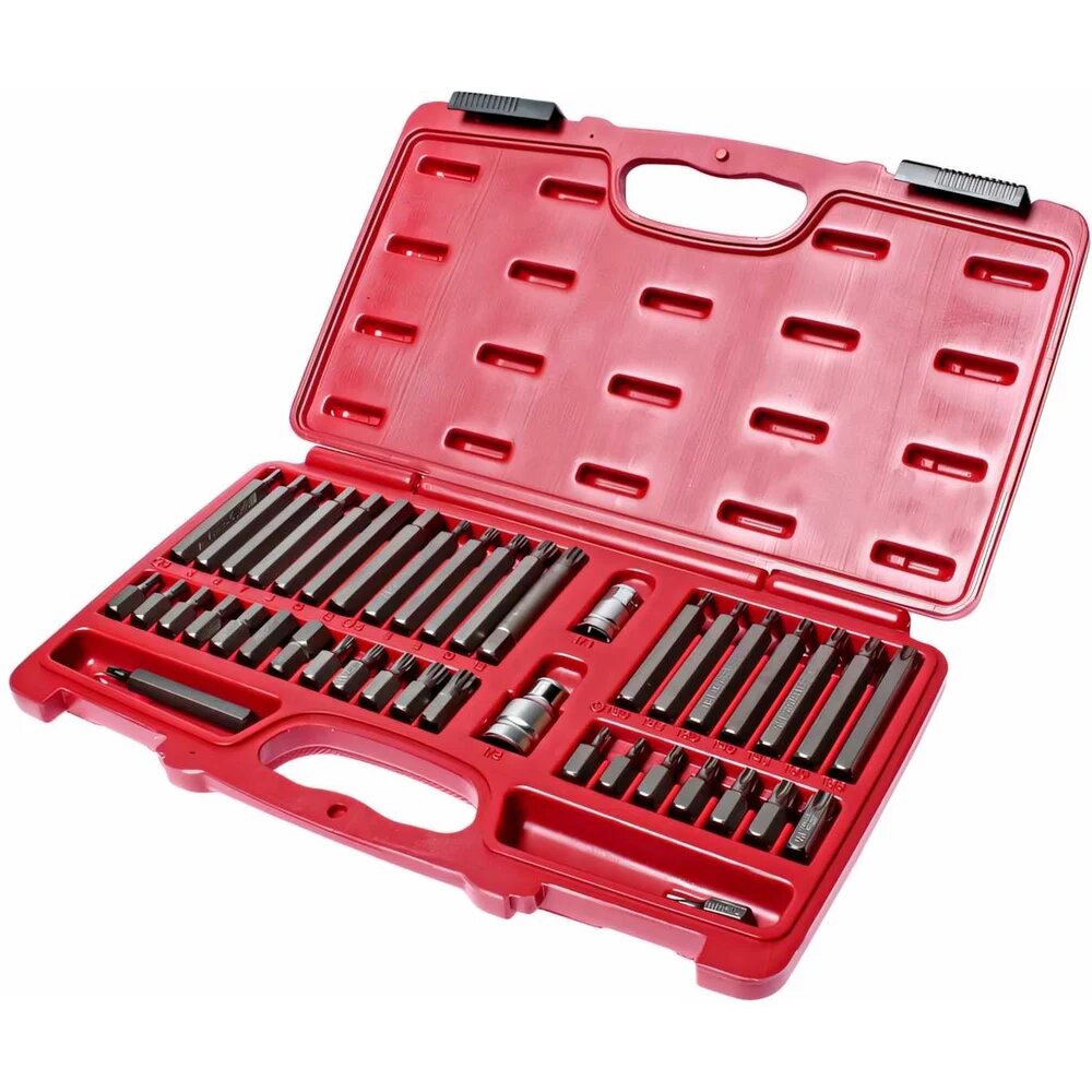 Набор 6-ти гранных бит 1/2 3/8 HEX, TORX, SPLINE + 2 держателя, кейс (42 предмета)