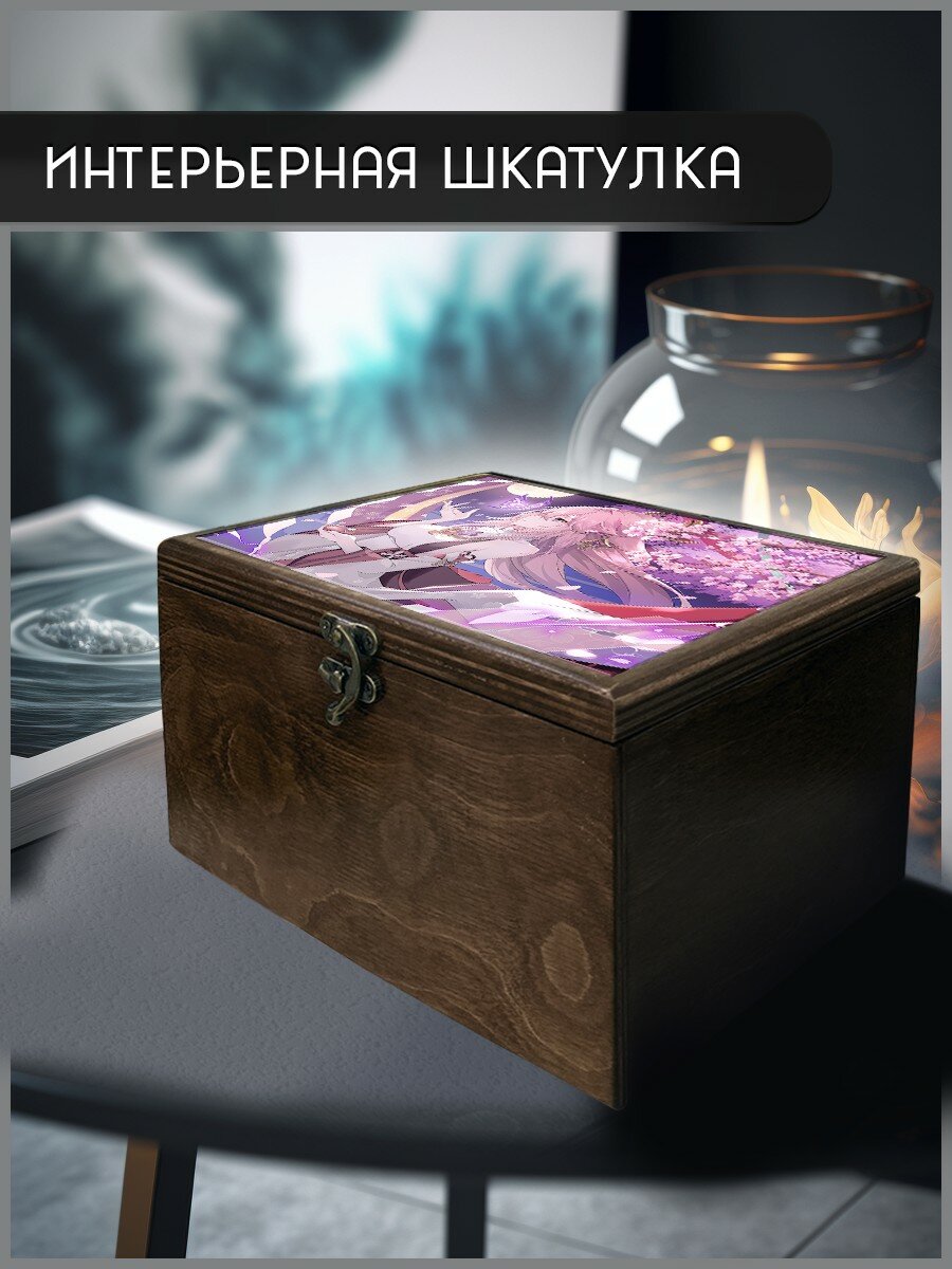Шкатулка интерьерная для украшений универсальная 22x17x12 см игра Genshin impact (Геншин импакт, Яэ Мико, PC, PS, Xbox, Switch) - 2099