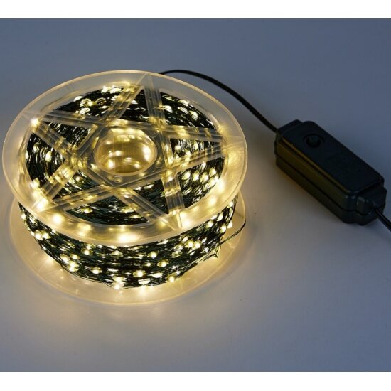 Светодиодная гирлянда Uniel ULD-S20000-2000-DGA WARM WHITE IP20 DEW "Роса" 200м. 2000 светодиодов. Теплый белый свет. Провод зеленый, UL-00012092