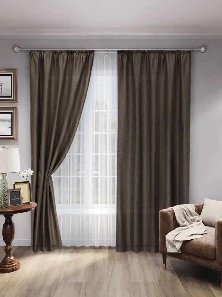 Плотные шторы рогожка димаут 200х250, комплект 2 штукии